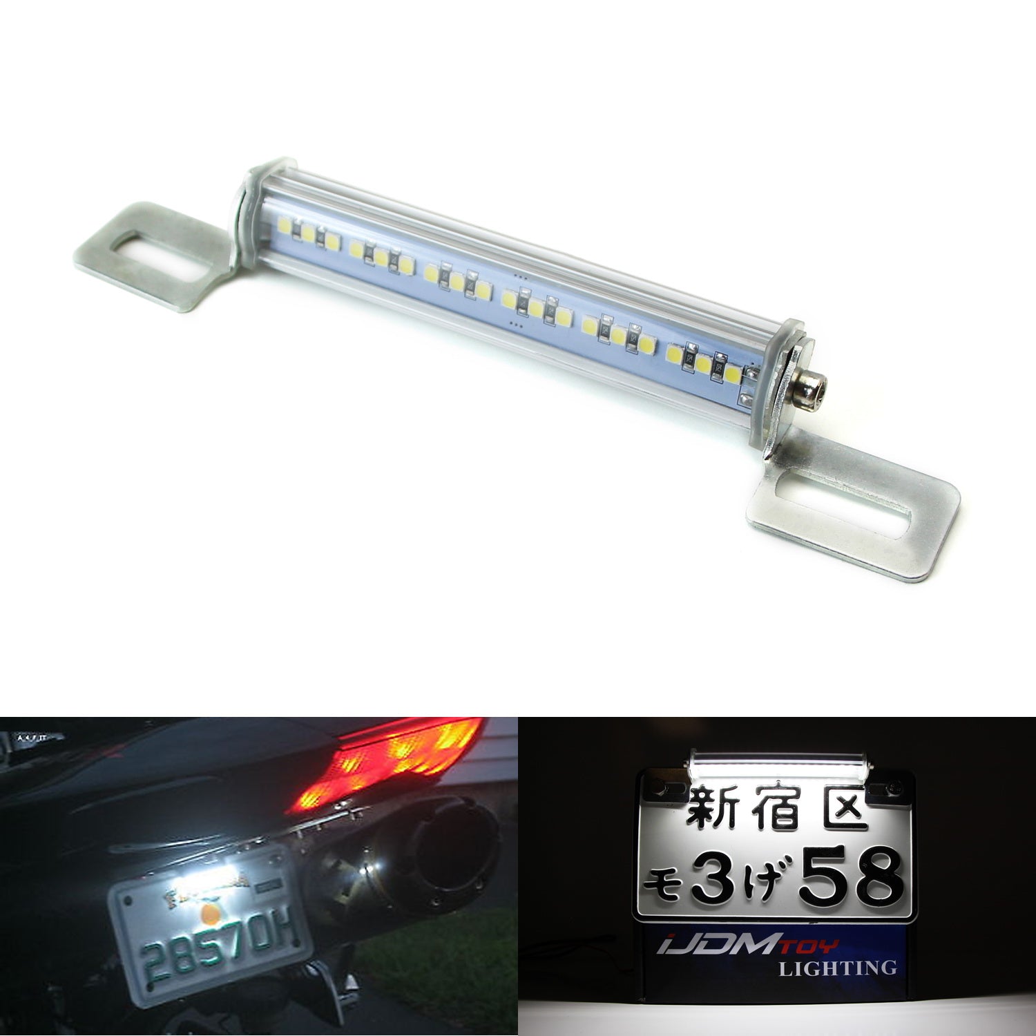 Motorcycle Bike ATV Car License Plate Frame Mount LED License Illumina ...