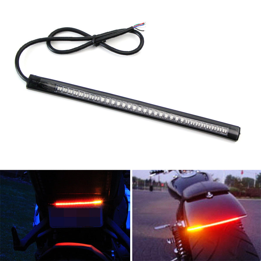 Universal 8" LED Tail Brake, L/R Turn Signal Light Strip For Motorcycle ...
