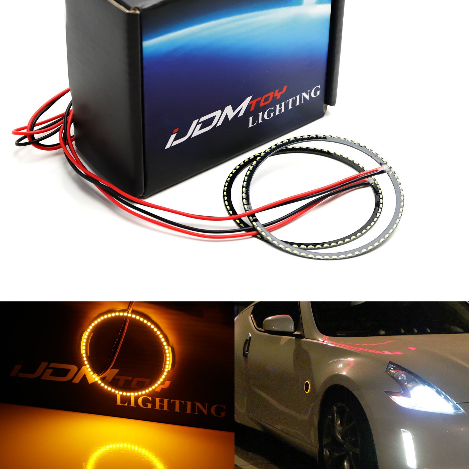 66-SMD Amber Z4 Style LED Illuminating Rings For Nissan 350Z 370Z Side ...