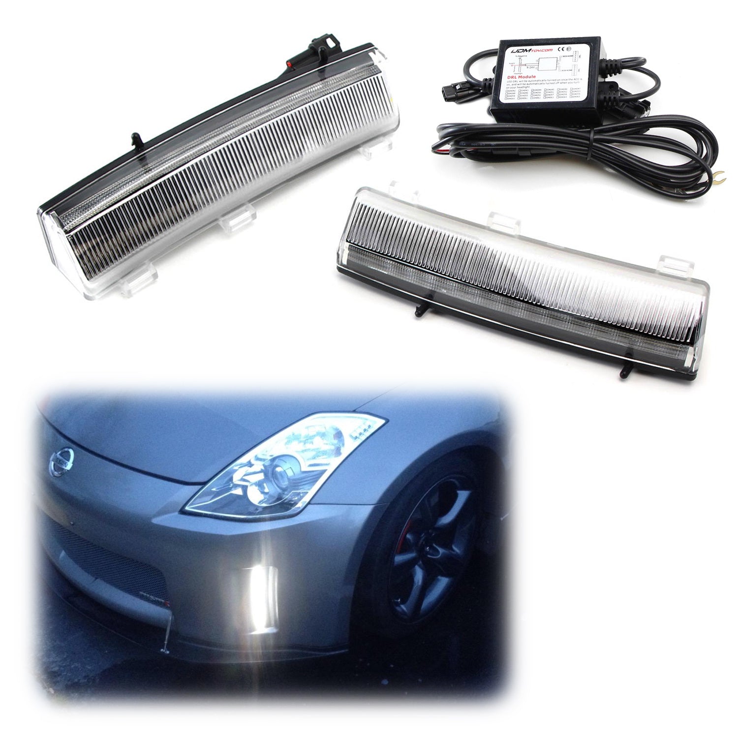 Direct Fit 370Z Style White LED Daytime Running Lights For 06-09 Nissa ...
