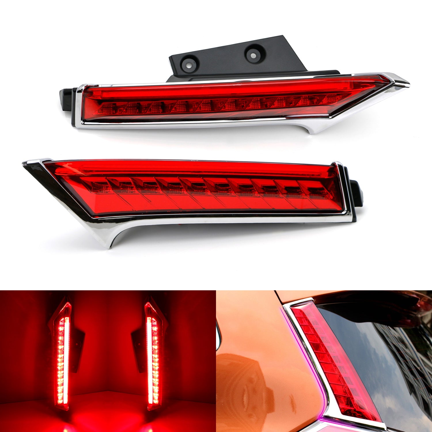 Red Lens LED Windshield Side Pillar Tail Brake Lights For Nissan Rogue ...