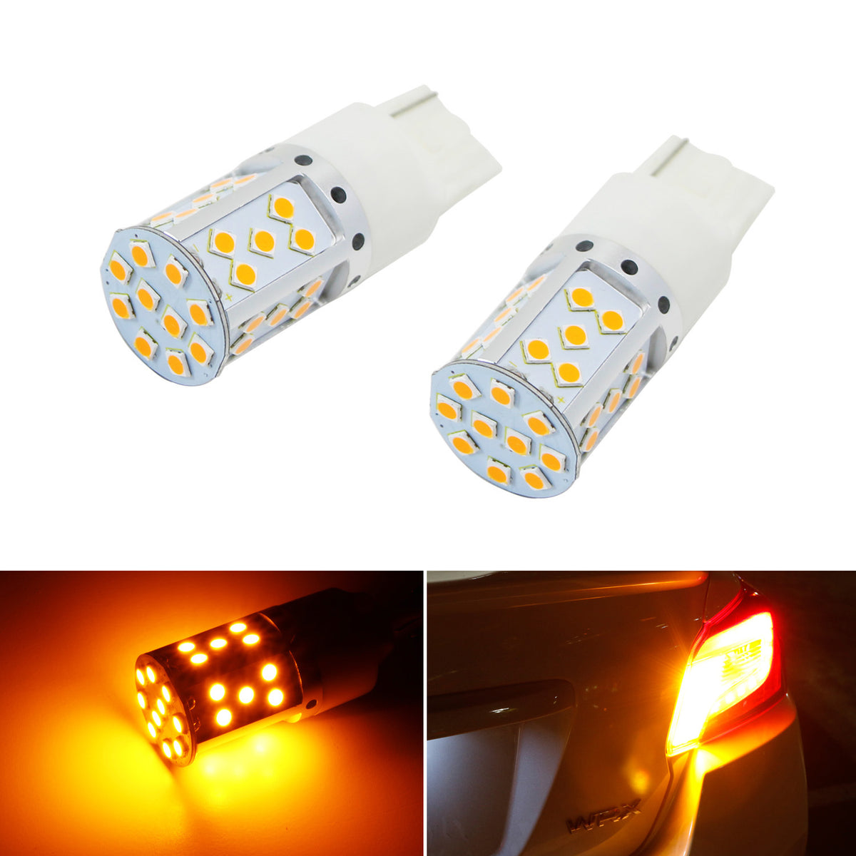 No Resistor Required Amber 21W 7440 LED Bulbs For Front/Rear Turn Sign ...