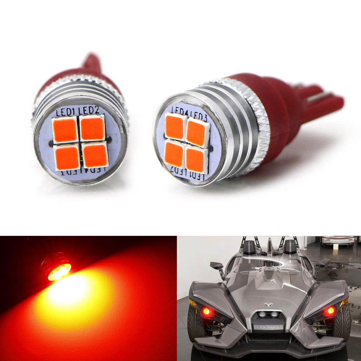 Red Glow LED Demon Eye Accent Replacement Bulbs For 2015-up Polaris Sl ...