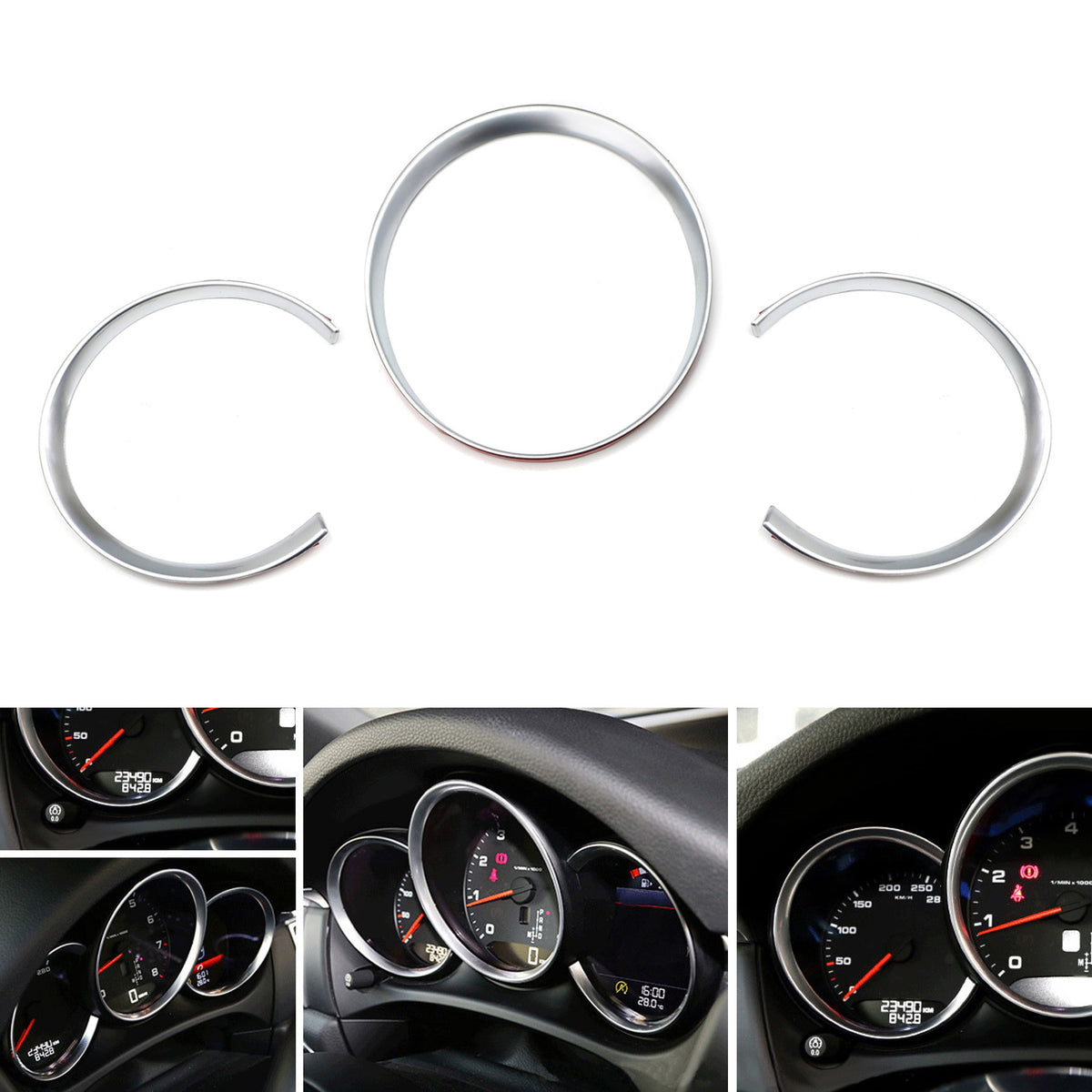 Silver Dashboard Gauge Surrounding Ring Decoration Trim For 14-22 Pors ...