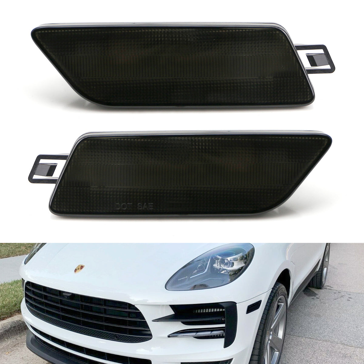 Smoked Lens Bumper Side Marker Light Housing Replacement For 14-24 Por ...