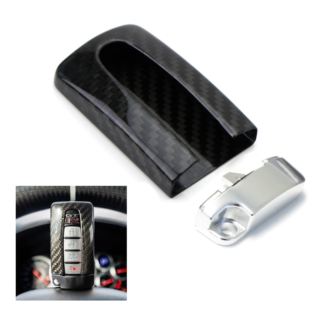 Carbon Fiber GTR Style Key Fob Cover Case For Nissan or Infiniti Oval ...