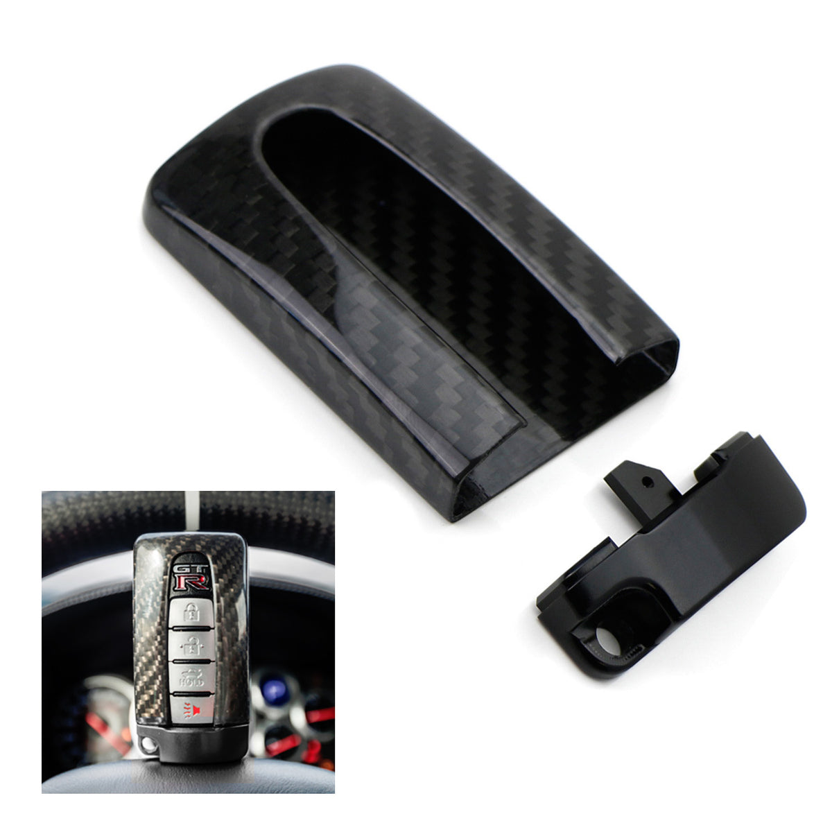 Carbon Fiber GTR Style Key Fob Cover Case For Nissan or Infiniti Oval ...
