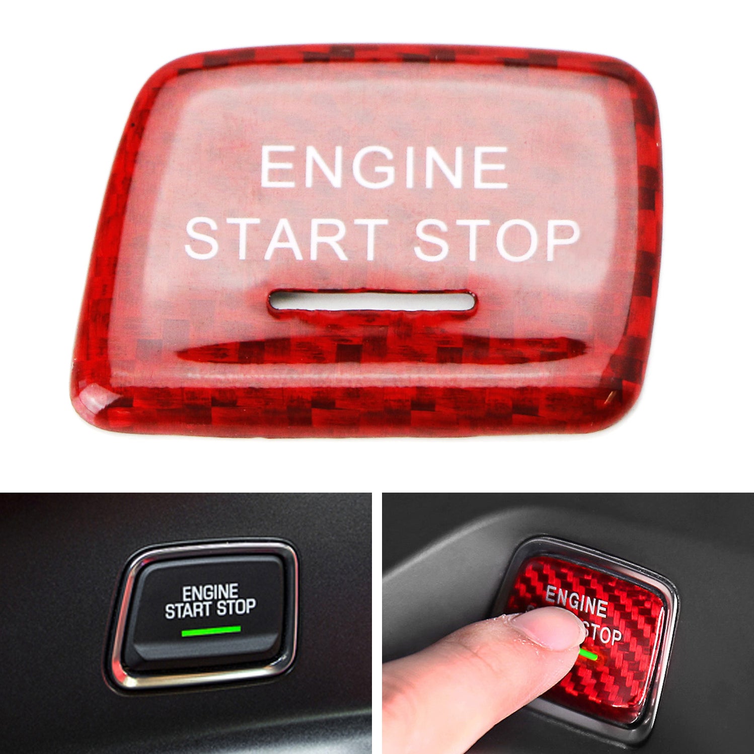 Red Real Carbon Fiber Engine Push Start Button Cover For 14-19 Chevy C ...