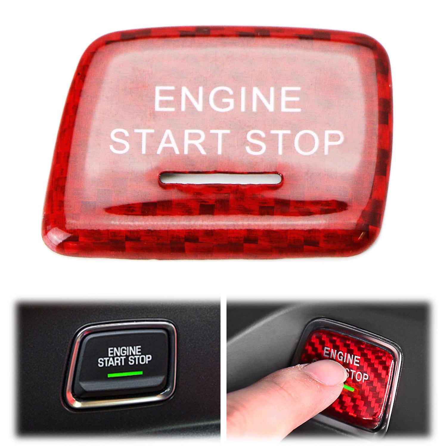 Red Real Carbon Fiber Engine Start Push Start Button Cover For 16+ Che ...