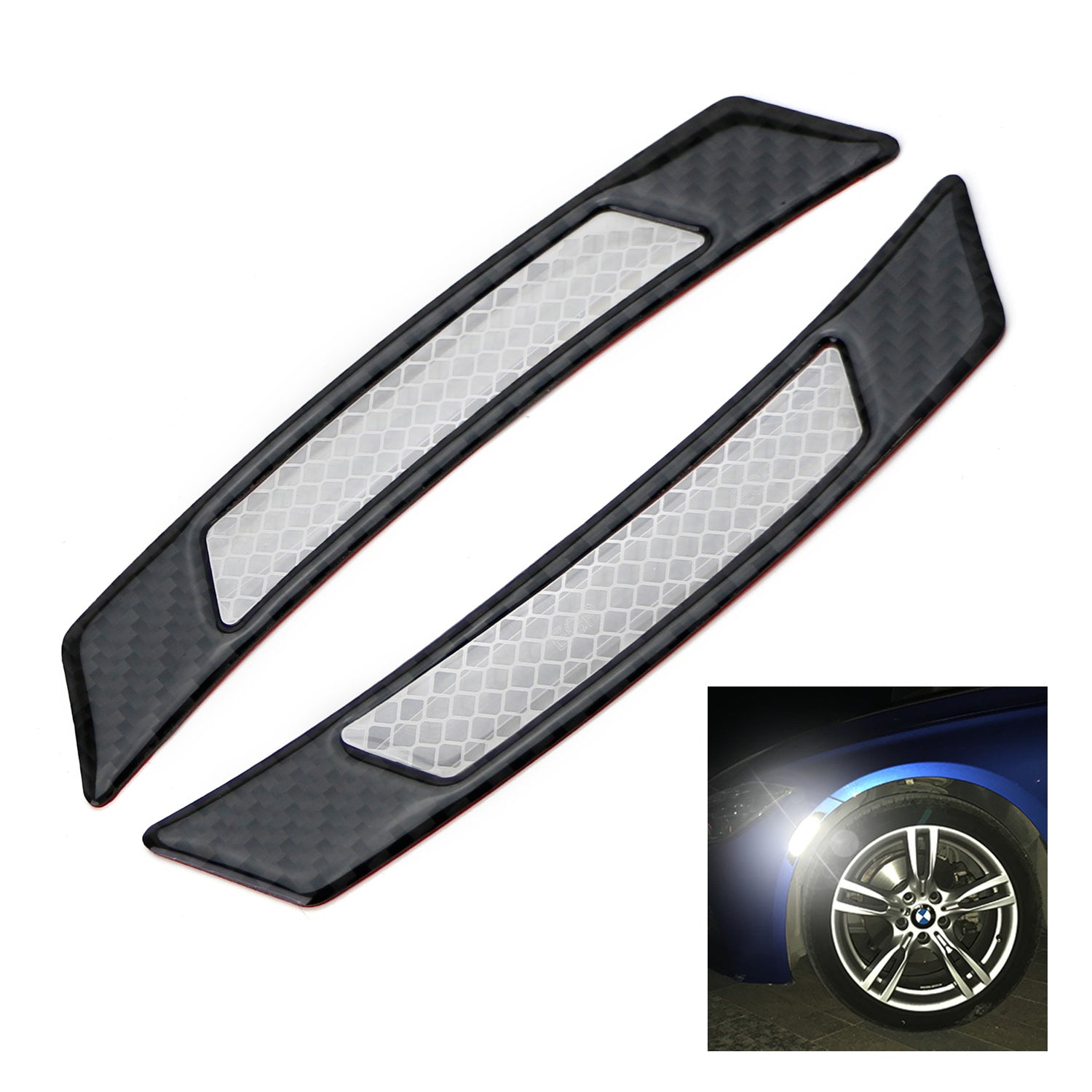 Universal White Reflective Side Marker Sticker w/Outer Black For Wheel ...
