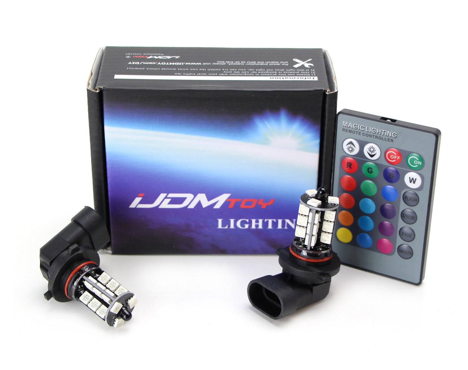 (2) 7-Color RGB 9005 LED Bulbs For Fog Light Driving Lamps w/ Wireless ...