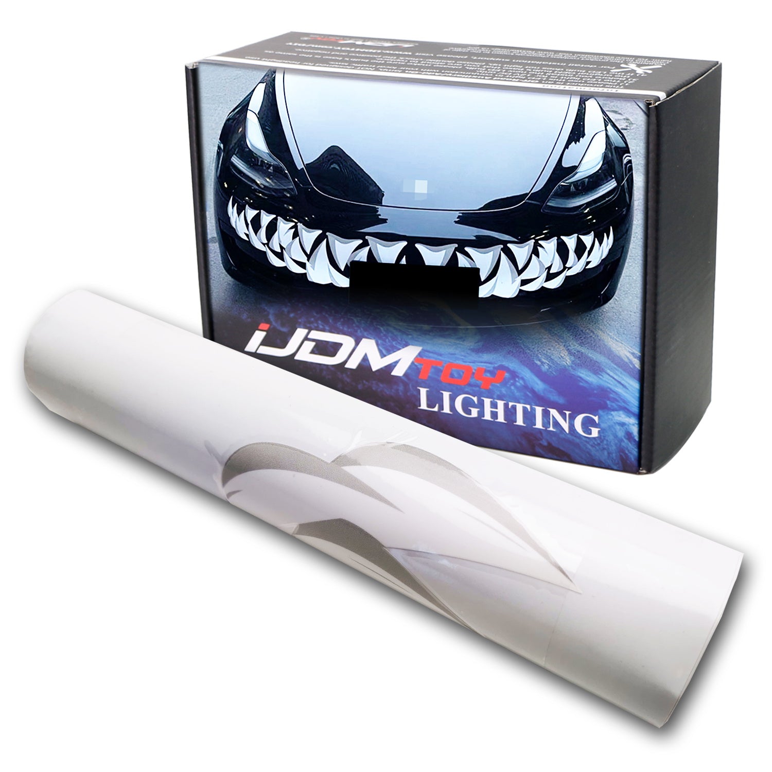 65-in White/Grey Mouth/Teeth Vinyl Decals For Tesla Model-3 Model-Y Fr ...