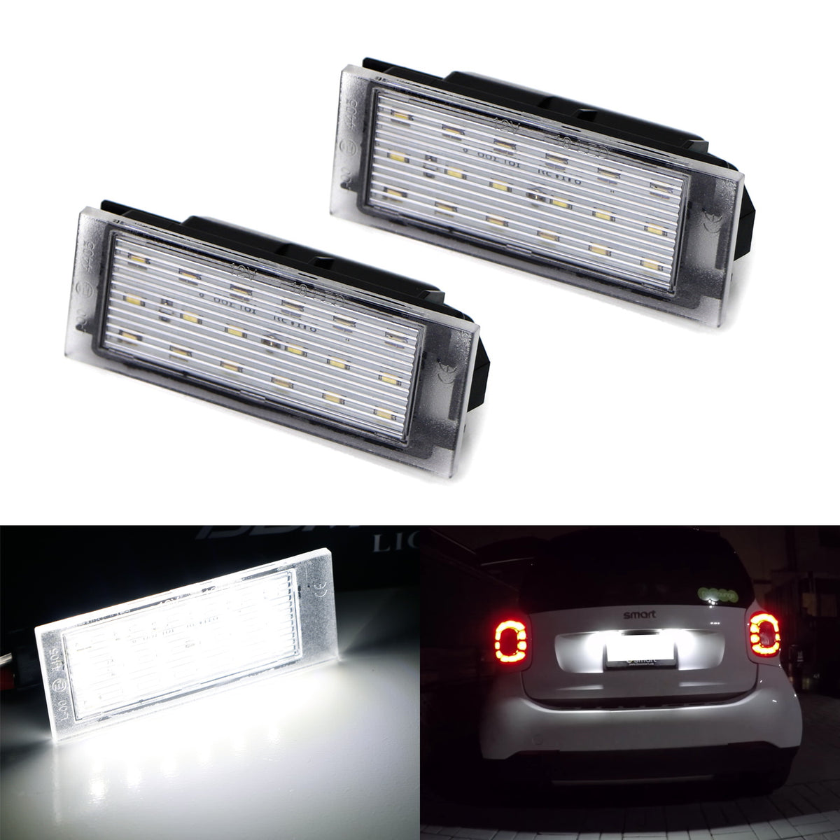 White CAN-bus 18-SMD 3W LED License Plate Lights For 2016-up W453 Smar ...