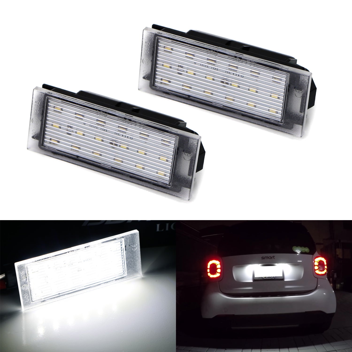 White CAN-bus 18-SMD 3W LED License Plate Lights For 2016-up W453 Smar ...