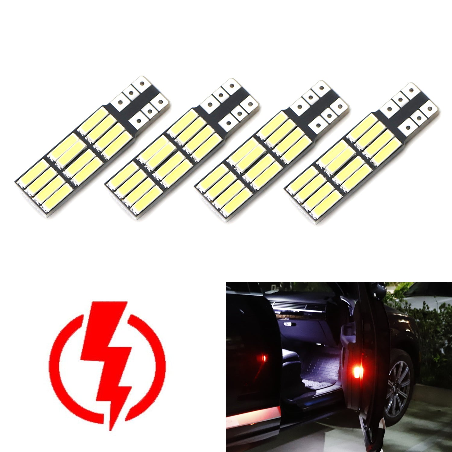4 CAN-bus Side-Shine Strobe/Flashing W5W Bulbs For Audi A4 A5 A6 A7 Q3 ...