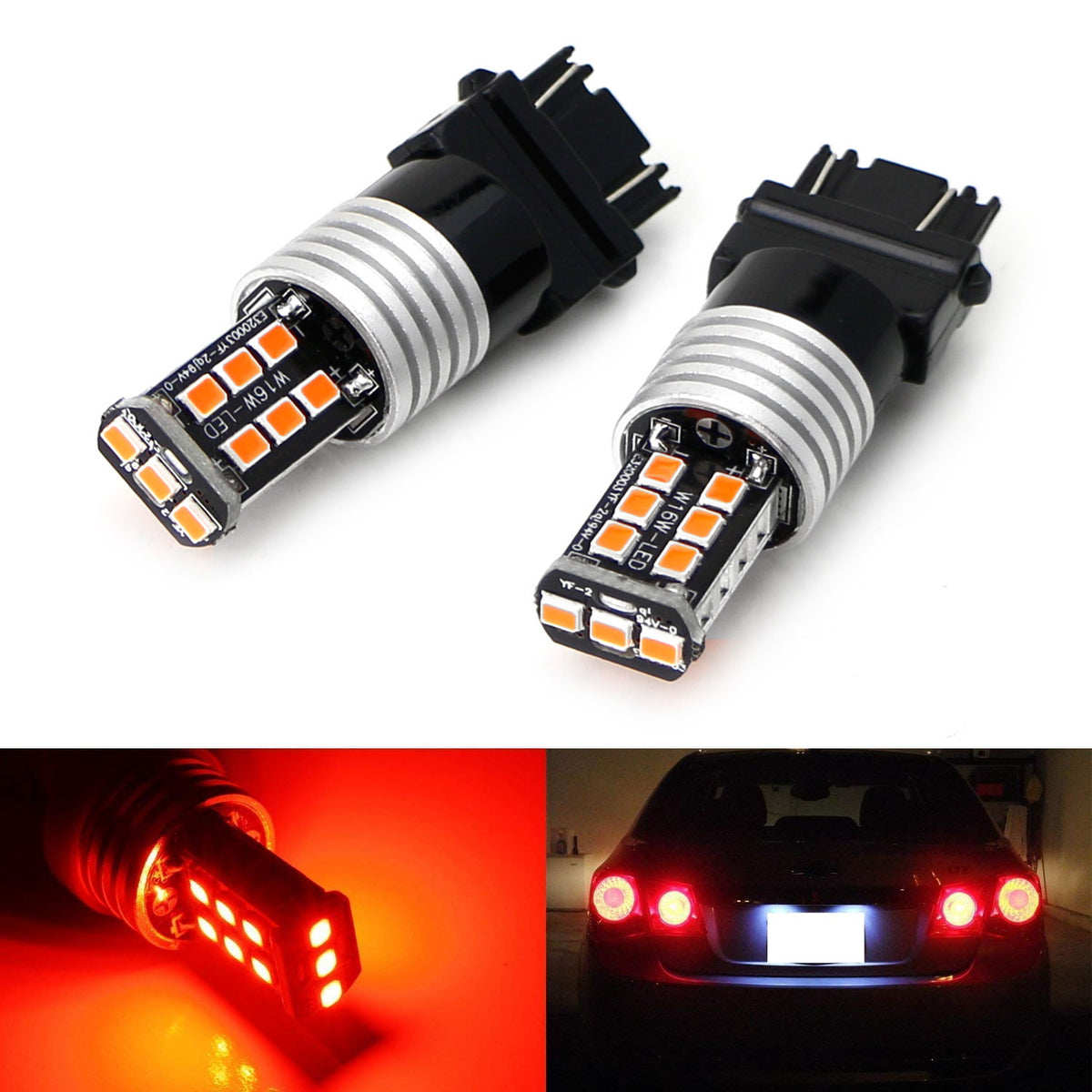 Strobe/Flashing Red 3157 3057 3357 LED Replacement Bulbs For Brake/Tai ...