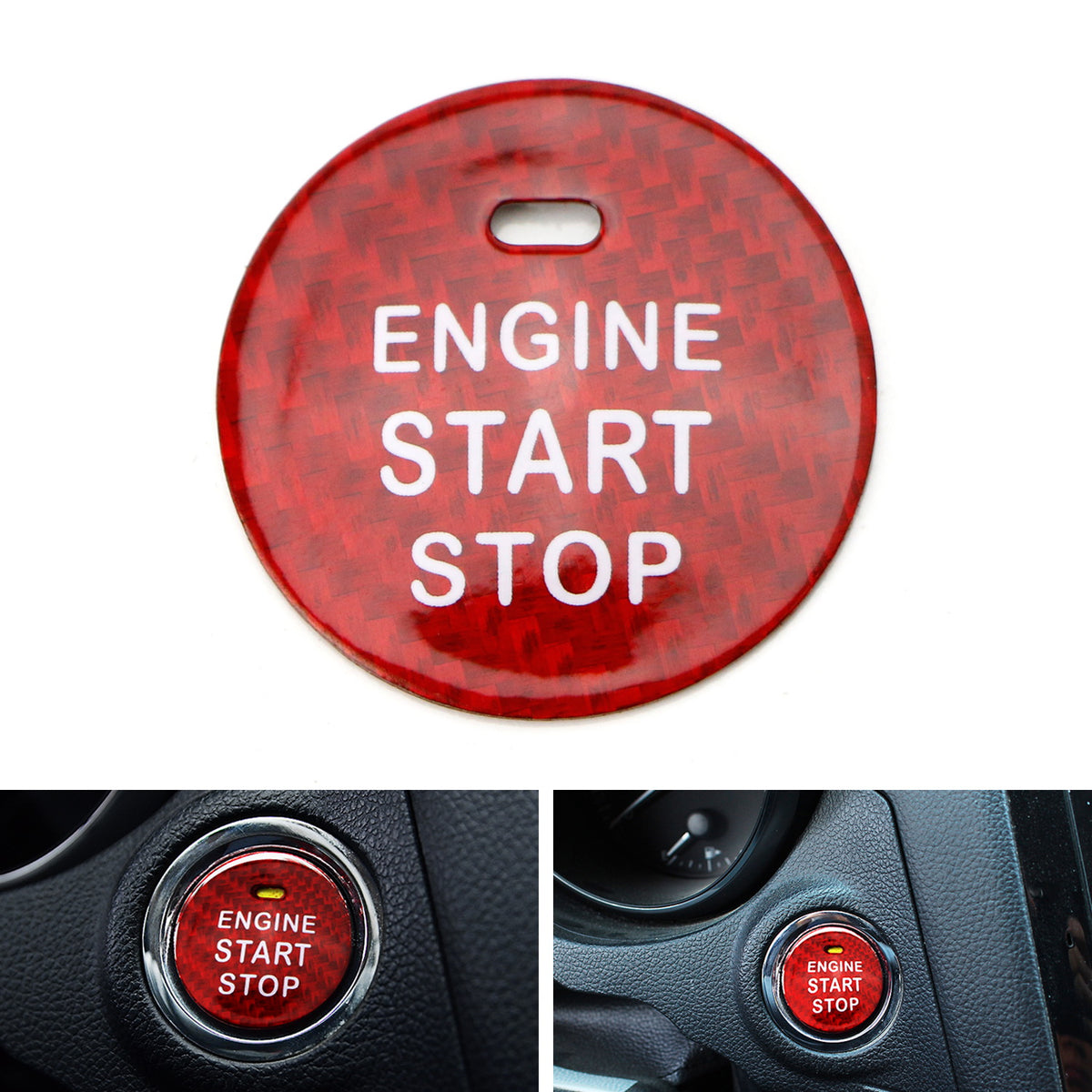 Red Real Carbon Fiber Engine Push Start Button For Subaru BRZ Crosstrek ...