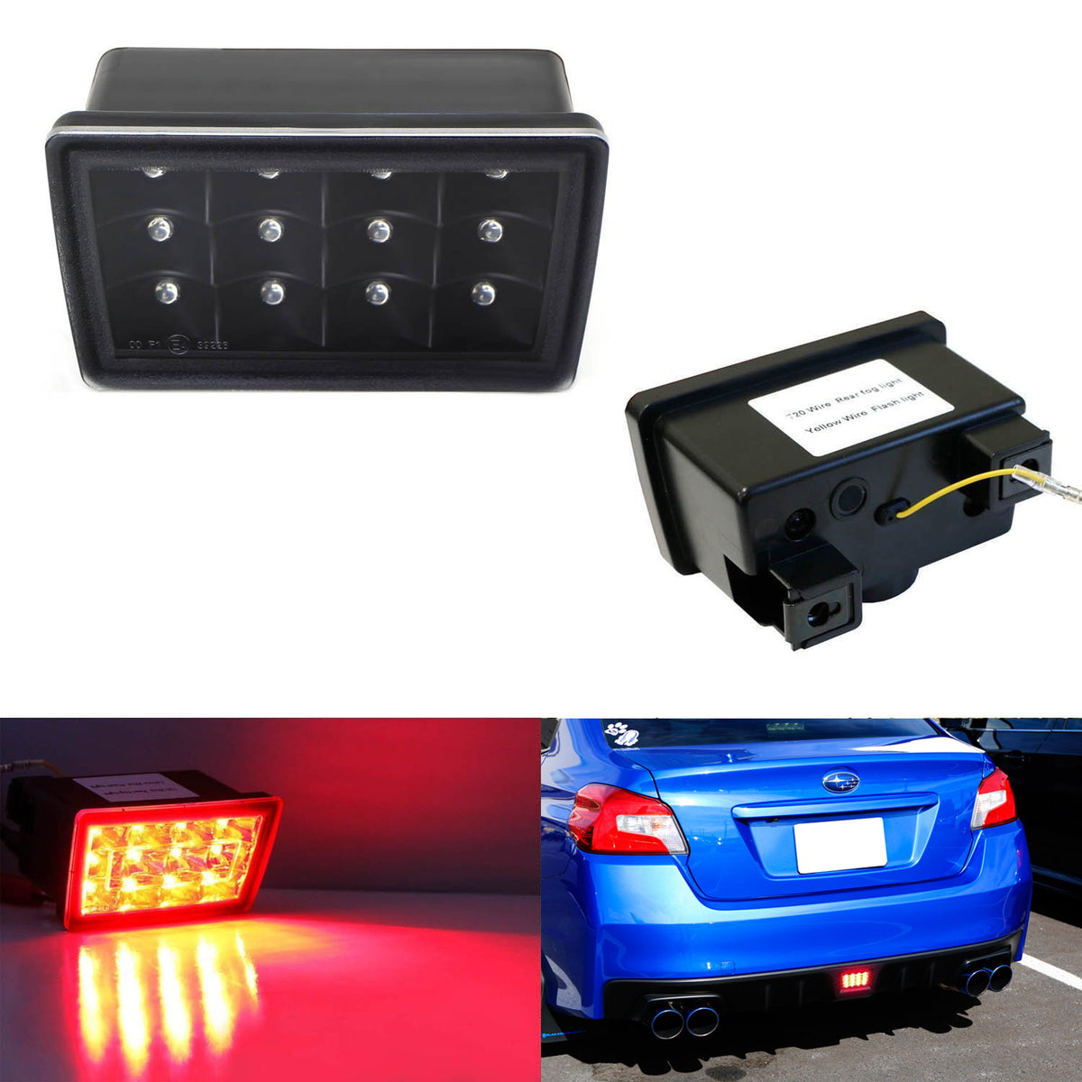 Black Lens F1 Style LED Rear Fog Light Kit For 11-21 Subaru WRX STi Im ...