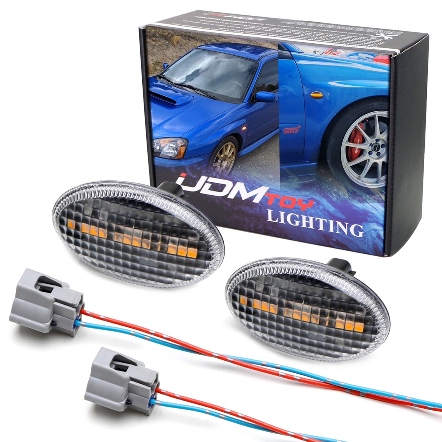 JDM-Spec Full Amber LED Fender Side Markers w/Adapter Wire For Impreza ...