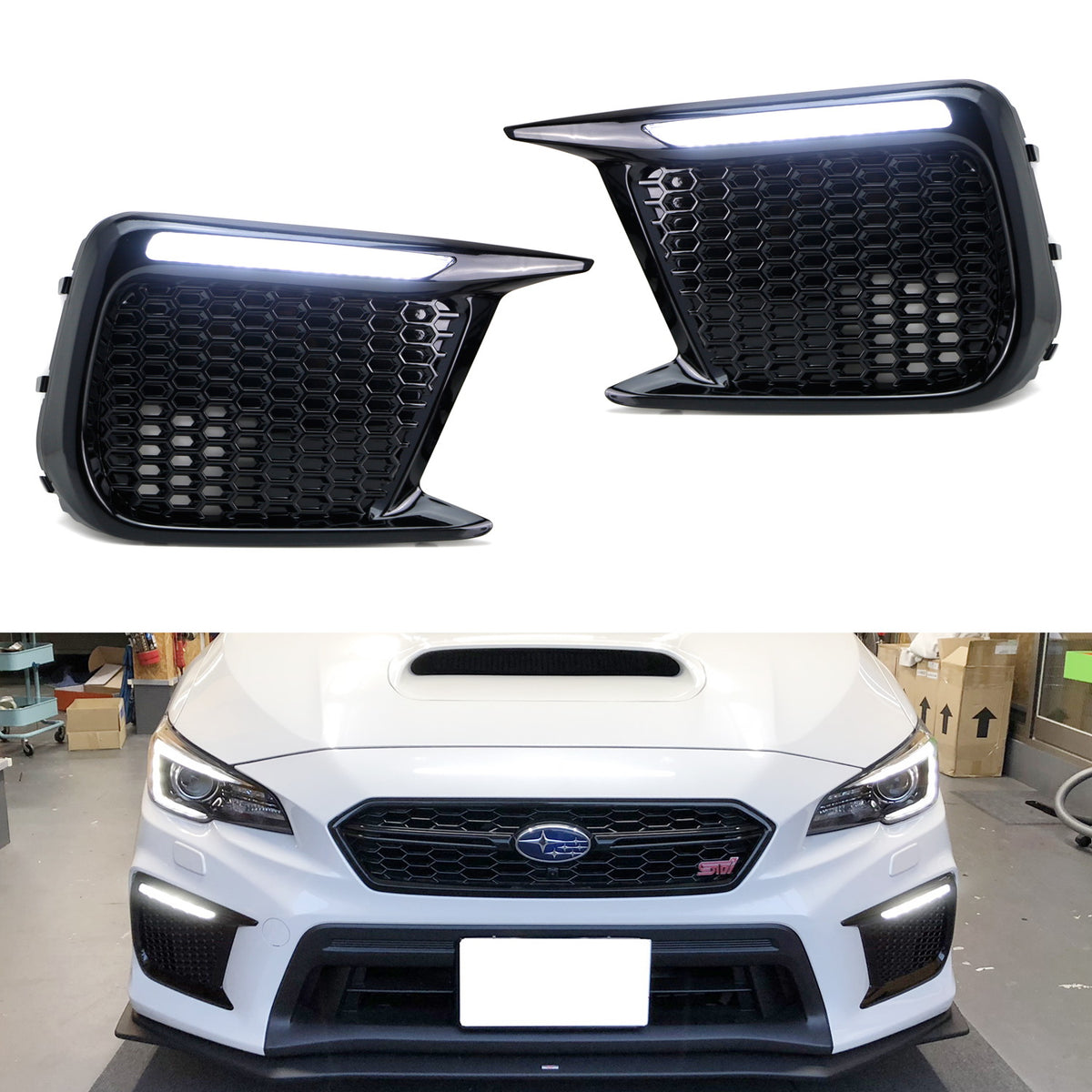 White/Amber Sequential/Switchback LED DRL Fog Bezels For 2018-21 Subar ...