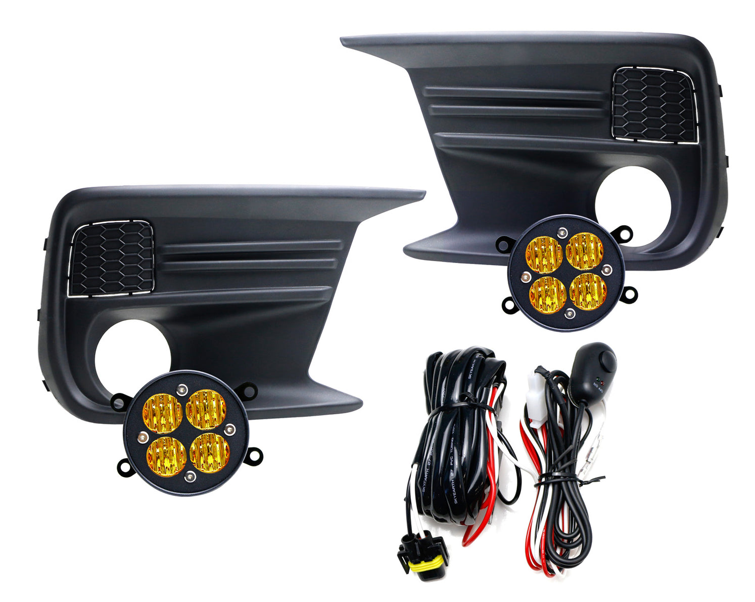 Yellow Lens LED Wide Angle SAE Flood Beam Fog Light Kit For 18-up ...