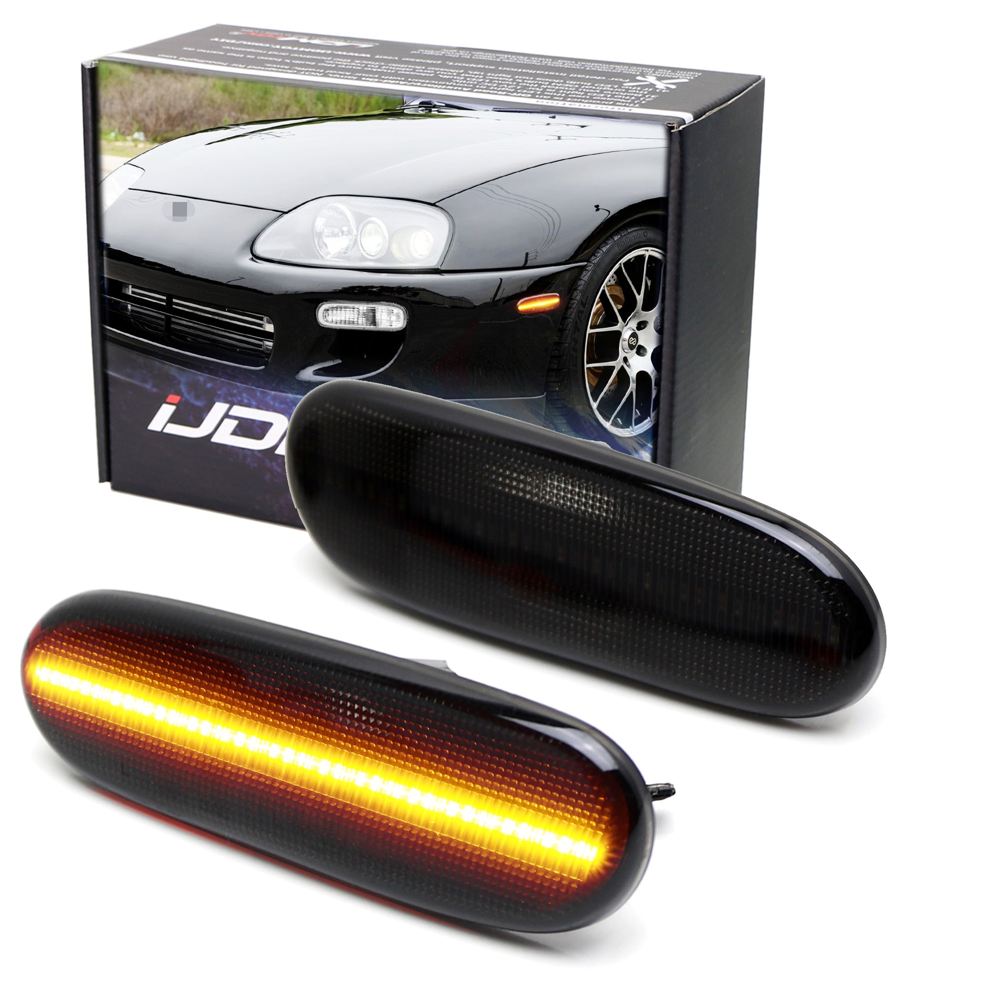Smoke Lens Amber LED Front Bumper Side Markers For Toyota Supra JZA80 ...