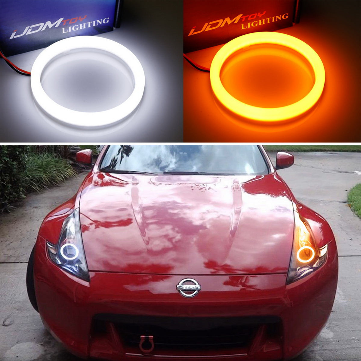 80mm White/Amber Switchback LED Halo Ring Kit For Headlight Fog Light ...