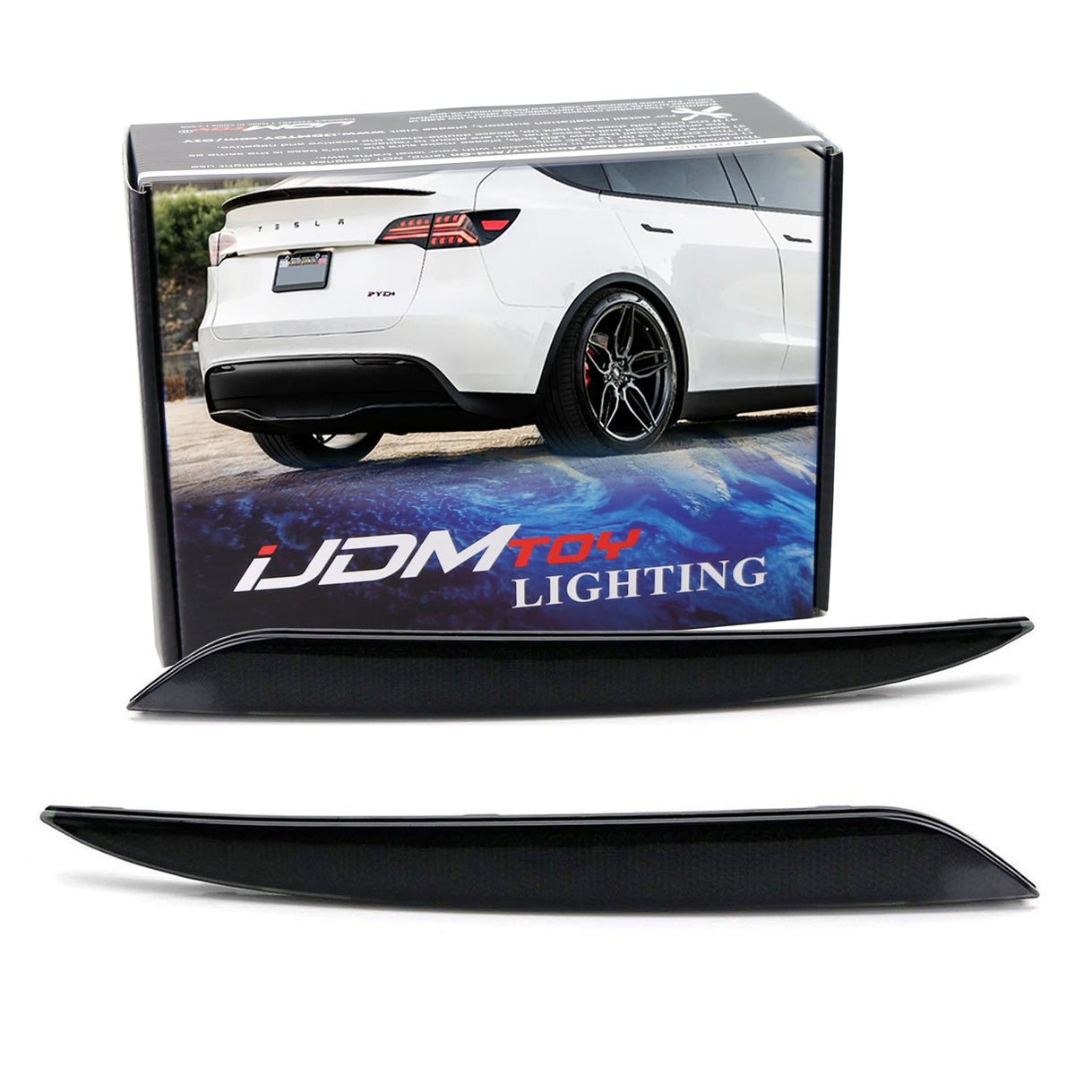 Dark Smoked Rear Bumper Reflector Lens Replacements For Tesla Model 3 ...