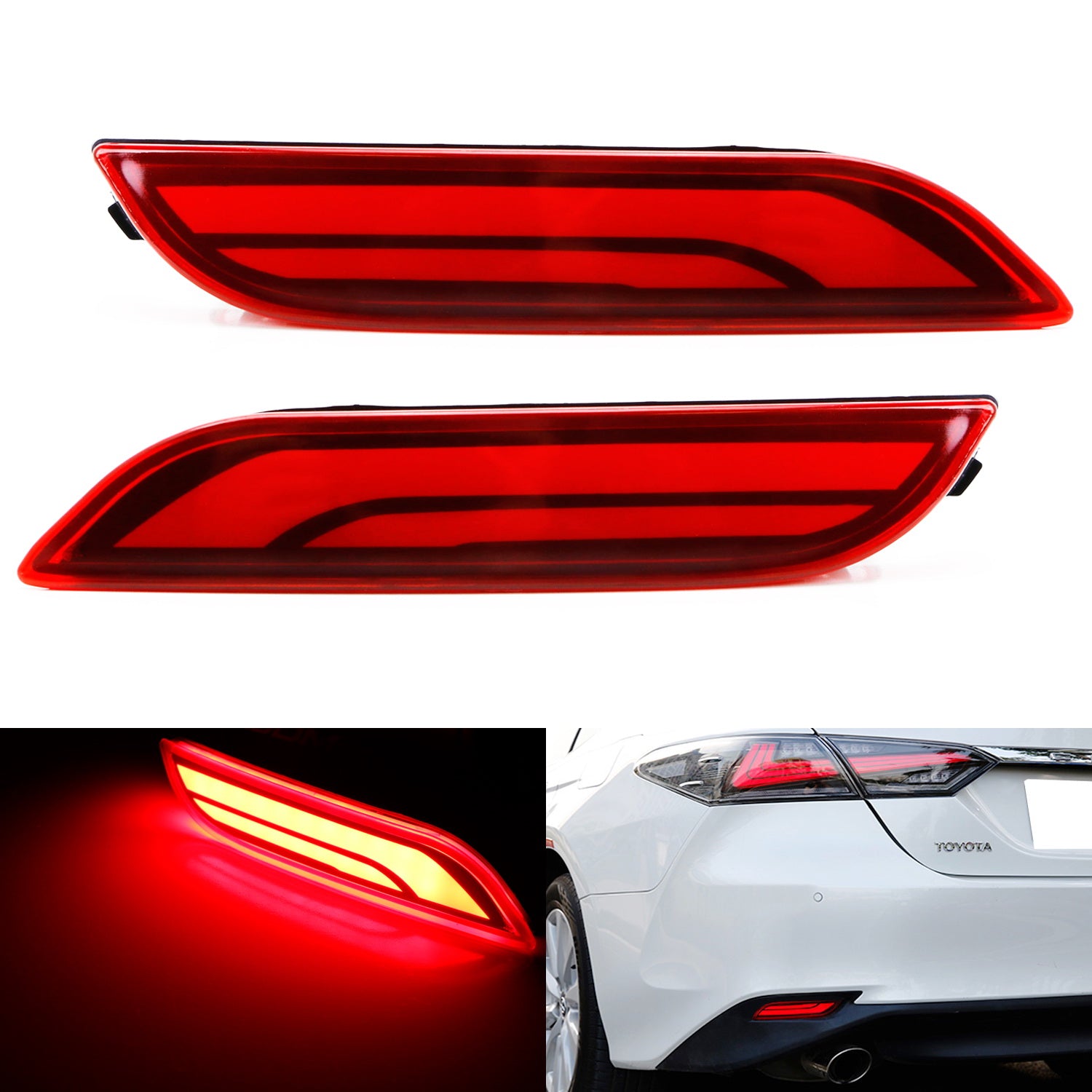 Red Lens Full LED Bumper Reflector Tail & Brake Lights For 2018-up Toy ...