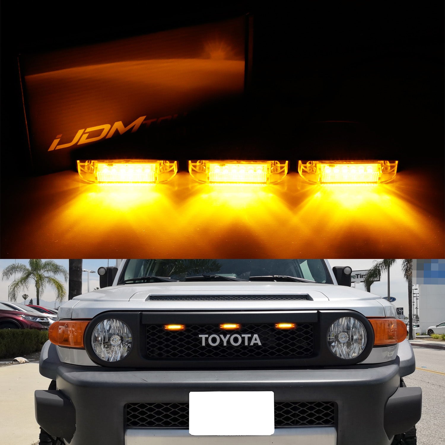 3pcs Amber Lens LED Center Grille Running Light Kit For 07-14 Toyota F ...
