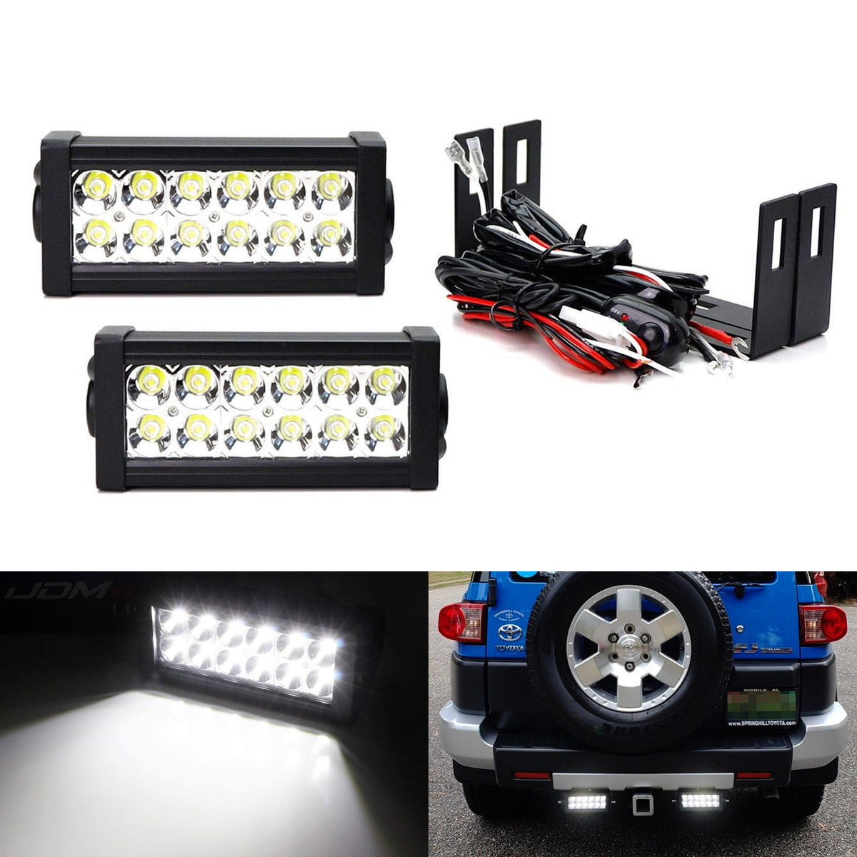 Rear Bumper Mount Searchlight Reverse LED Light Bars For 07-14 Toyota ...