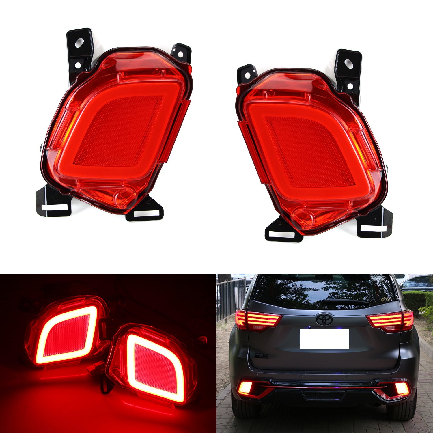 LED Rear Fog Lights Bumper Reflector Brake Running Lamps For 2014-19 H ...