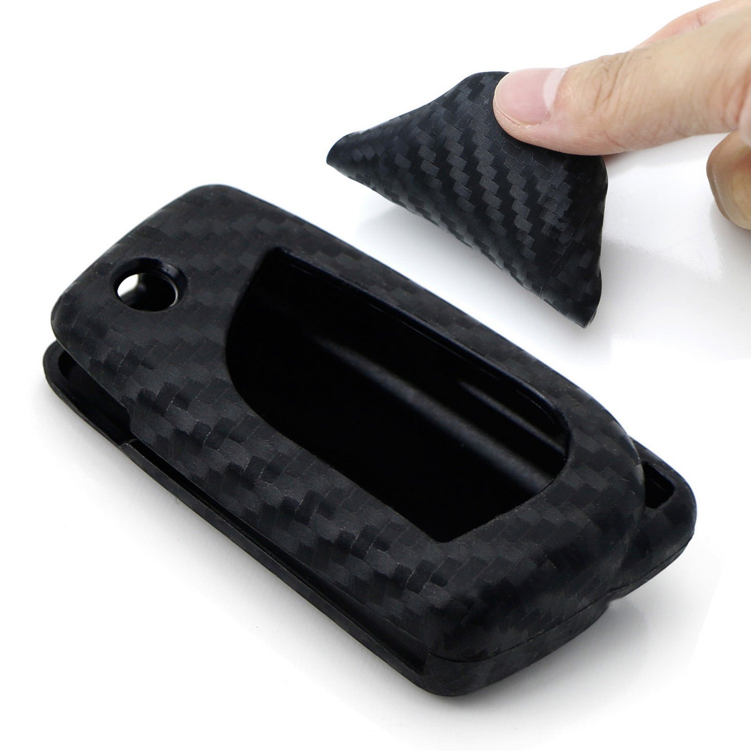 Carbon Fiber Soft Silicone Key Fob Cover For 2018-up Toyota Camry Flip ...