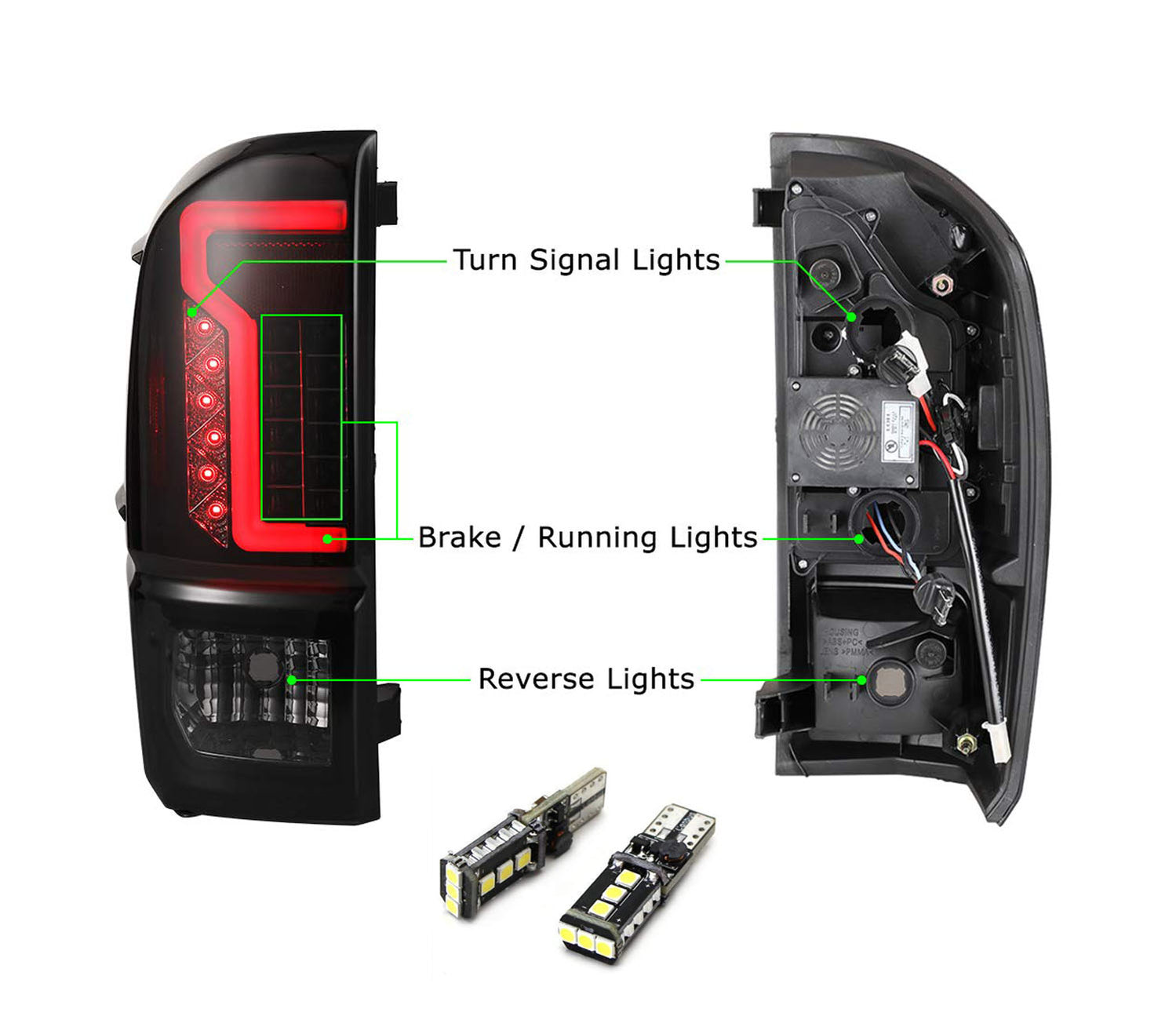 Smoke Lens Full LED Tail Lamp Assembly w/ LED Tail Brake Signal For 16 ...