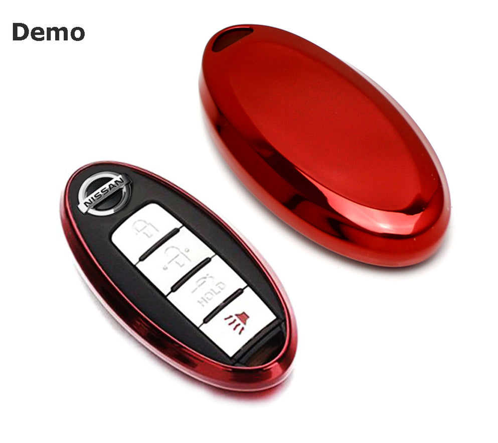 Chrome Red TPU Key Fob Case For Nissan Infiniti 3 4 5 Button Keyless S ...
