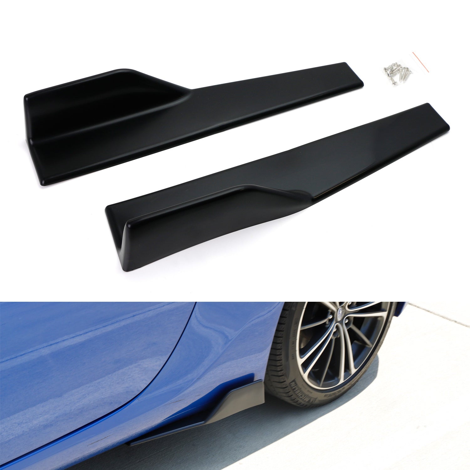 Left/Right Black Universal Rear Side Skirt Winglets Diffusers Extensio ...