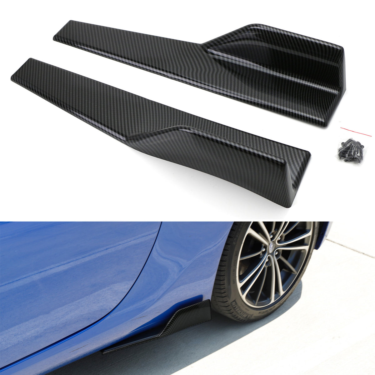 Left/Right Carbon Universal Rear Side Skirt Winglets Diffusers Extensi ...