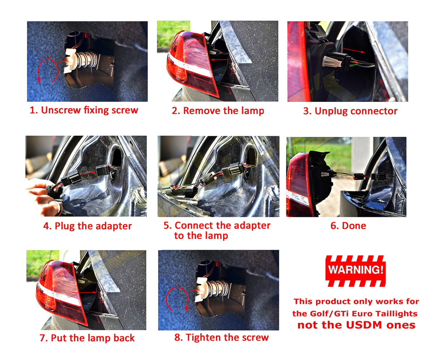 Sequential Taillight Conversion Module Adapters For 2015-up VW MK7 Gol ...