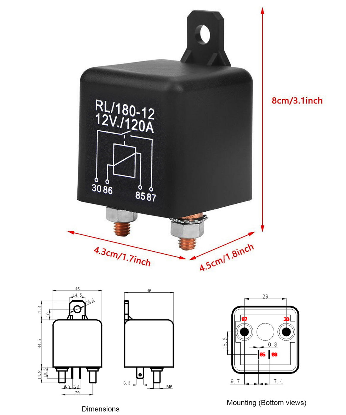 120A High Capacity Heavy Duty 4-Pin SPST 12VDC Switch Relay Controller ...
